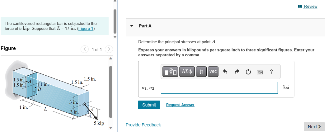 Solved The cantilevered rectangular bar is subjected to the | Chegg.com