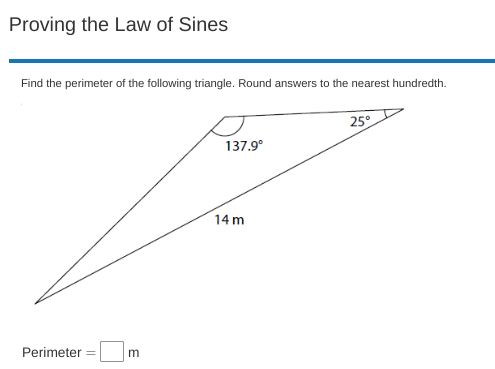 Solved Proving the Law of Sines Find the perimeter of the | Chegg.com