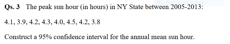 Solved Qs. 3 The peak sun hour (in hours) in NY State | Chegg.com