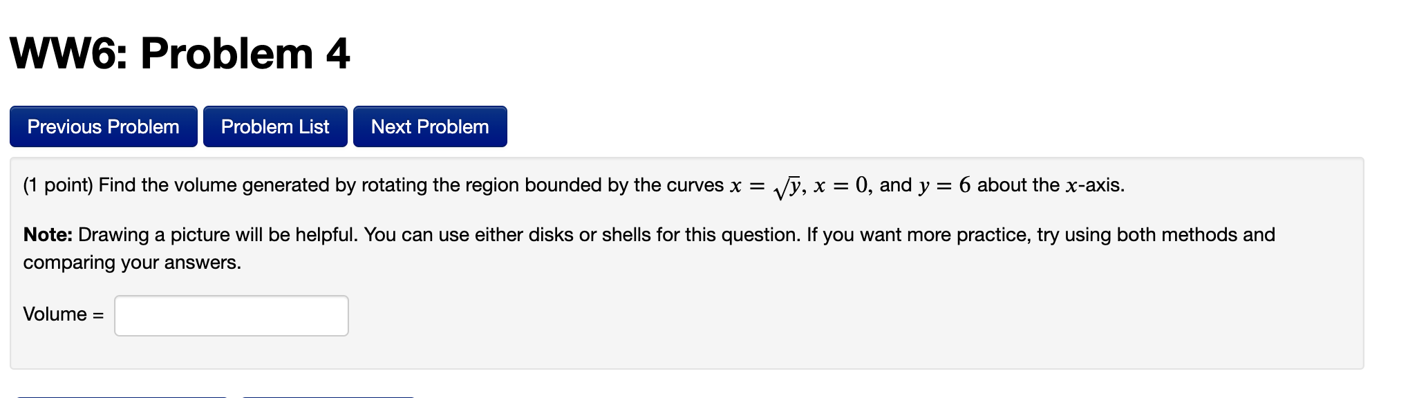 Solved WW6: Problem 4 4 Previous Problem Problem List Next | Chegg.com