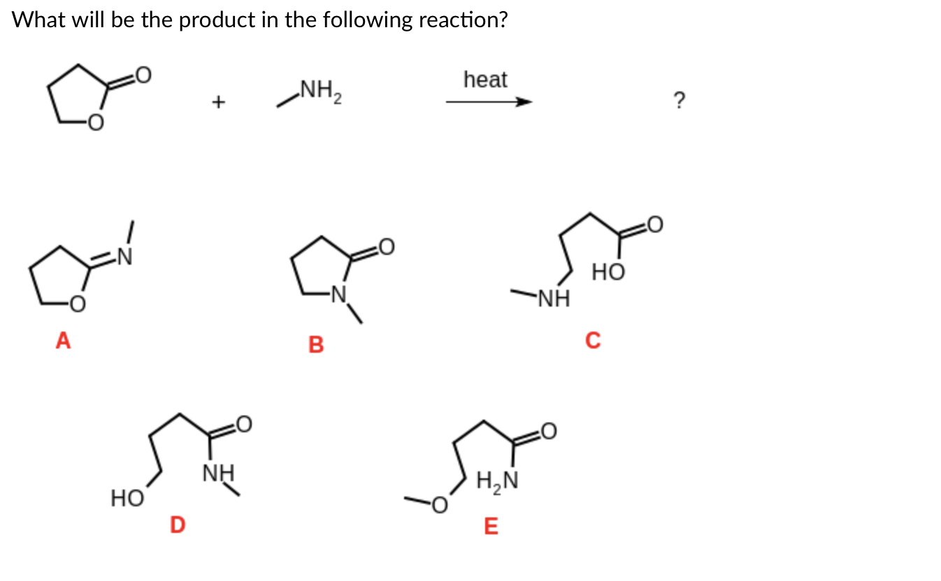 Solved What will be the product in the following reaction? | Chegg.com