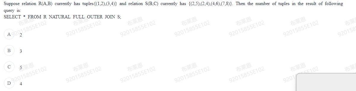 Solved Suppose relation R(A,B) currently has tuples | Chegg.com