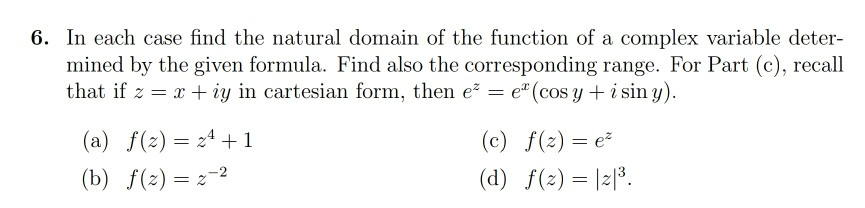 Solved 6. In each case find the natural domain of the | Chegg.com
