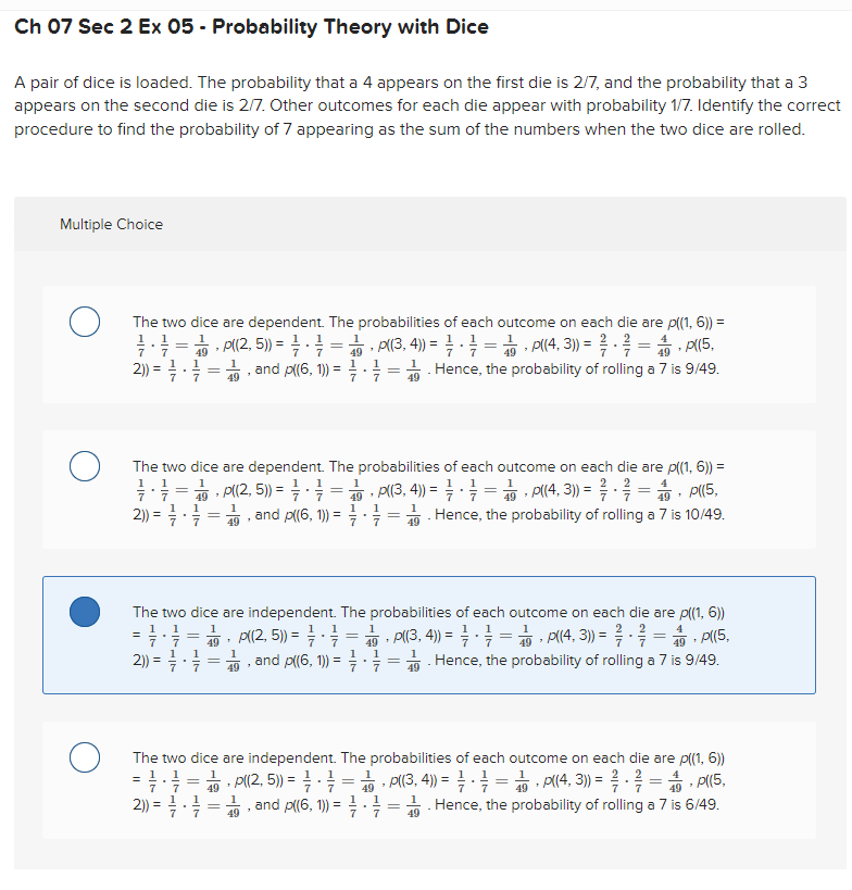 Solved Ch 07 Sec 2 Ex 05 - Probability Theory with Dice A | Chegg.com
