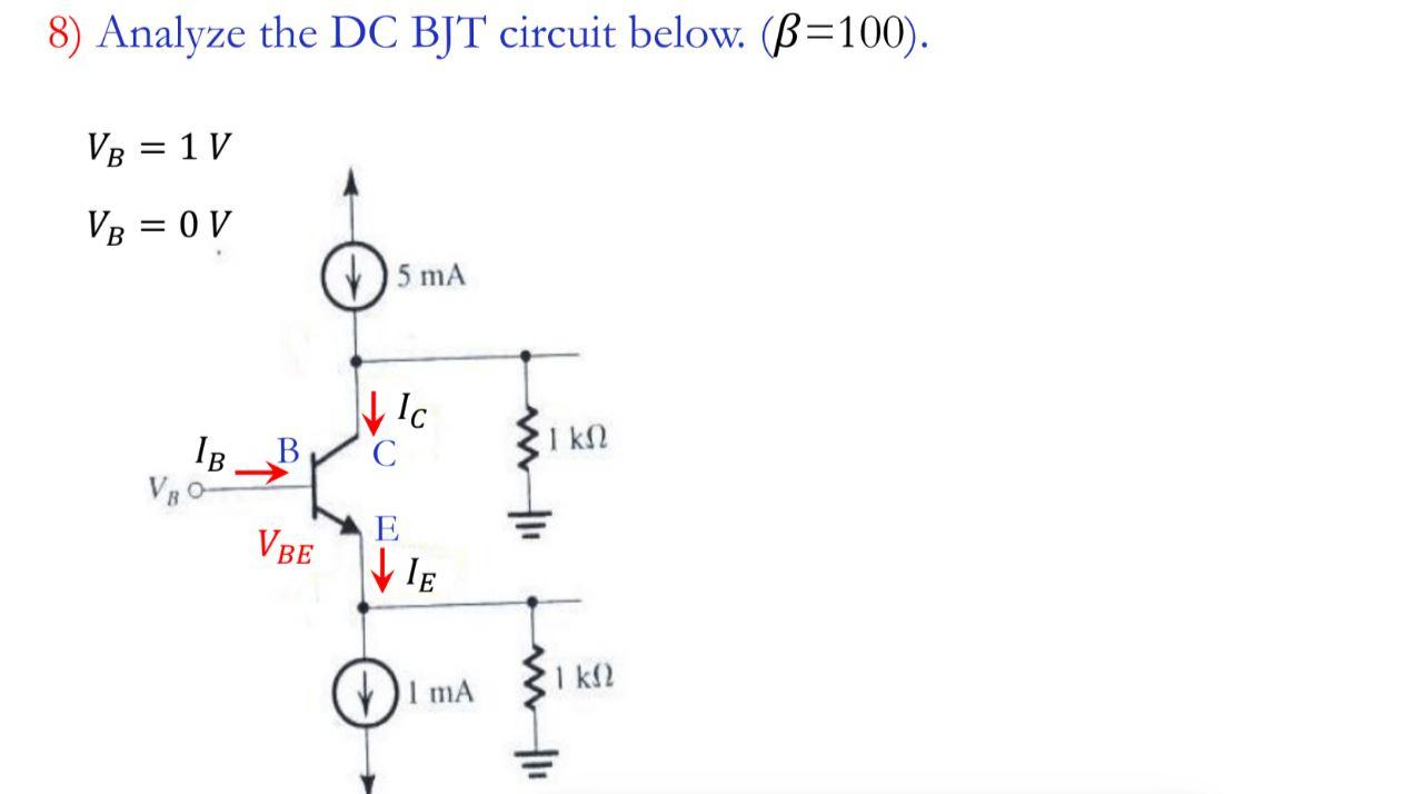 Solved 8) Analyze the DC BJT circuit below. (β=100). | Chegg.com