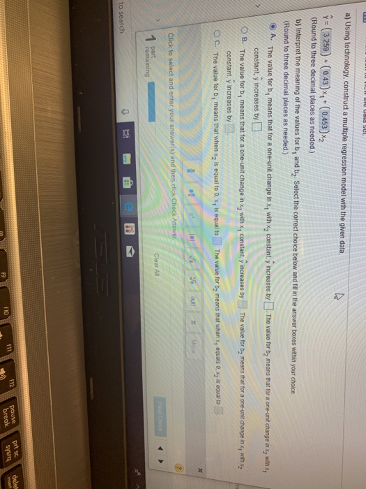 Solved A Using Technology Construct A Multiple Regression