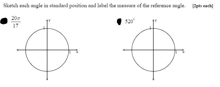 Solved Sketch each angle in standard position and label the | Chegg.com
