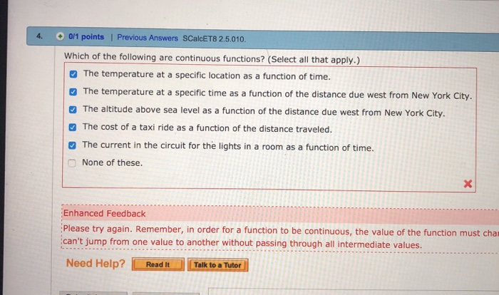 Solved 4. 0/1 points | Previous Answers SCalcET8 2.5.010 | Chegg.com
