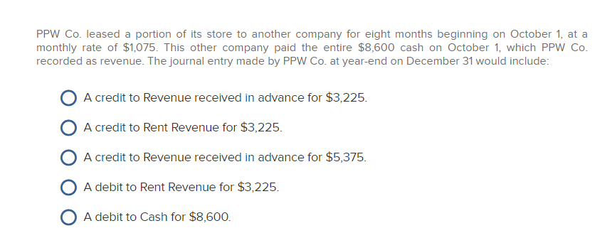 Solved PPW Co. leased a portion of its store to another | Chegg.com