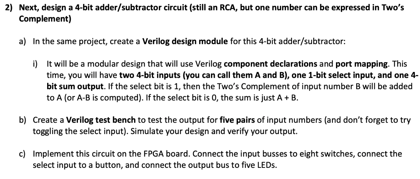 Solved You will design a ripple-carry adder (RCA) using full | Chegg.com