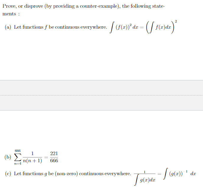 Solved Prove, or disprove (by providing a counter-example), | Chegg.com