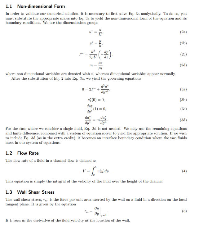 Steady State Numerical Solution of Flow Near a Wall | Chegg.com