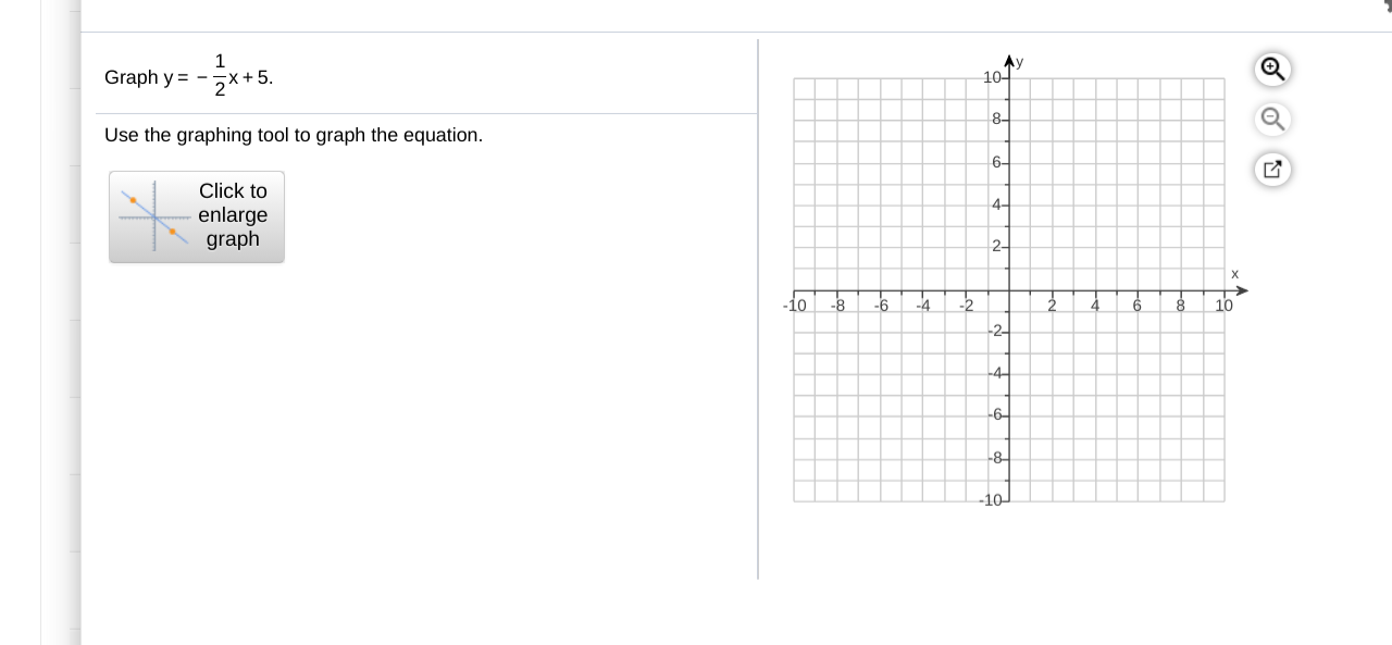 Solved 1 Graph y=- 10- 2x+5. 8- Q Use the graphing tool to | Chegg.com