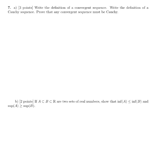Solved 7. a) [3 points) Write the definition of a convergent | Chegg.com
