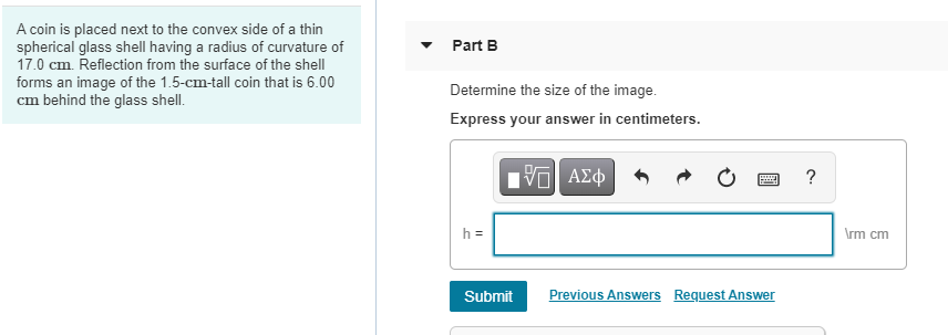 Solved Part B A coin is placed next to the convex side of a | Chegg.com