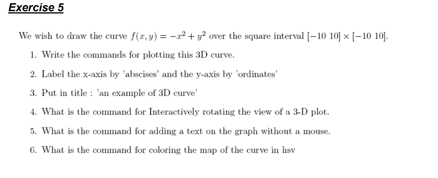 Solved We wish to draw the curve f(x,y)=−x2+y2 over the | Chegg.com