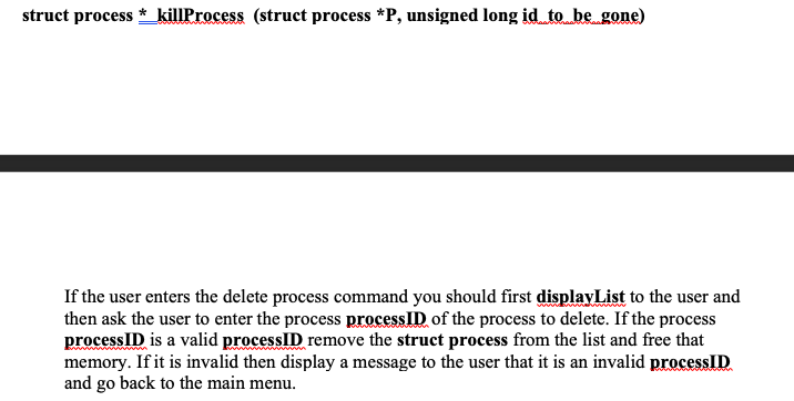 Solved struct process *_killProcess (struct process *P, | Chegg.com