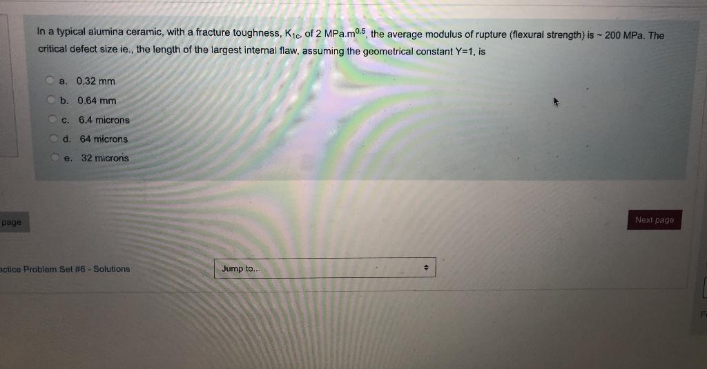 Solved In a typical alumina ceramic, with a fracture | Chegg.com
