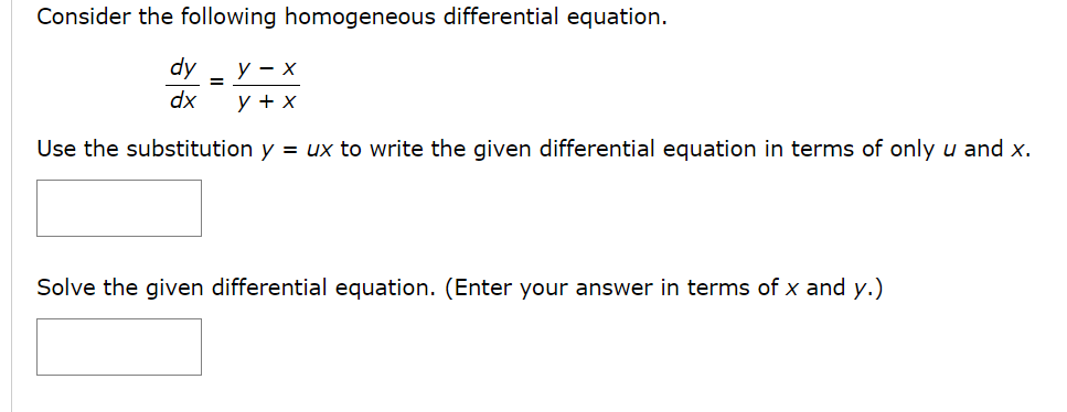 Solved Consider the following homogeneous differential | Chegg.com
