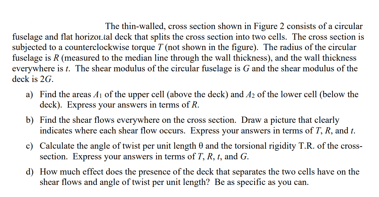 The thin-walled, cross section shown in Figure 2 | Chegg.com