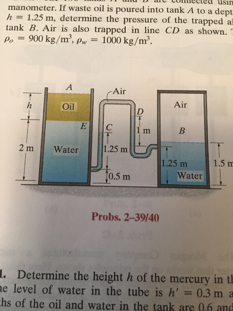 Solved The two tanks A and B are connected using a | Chegg.com