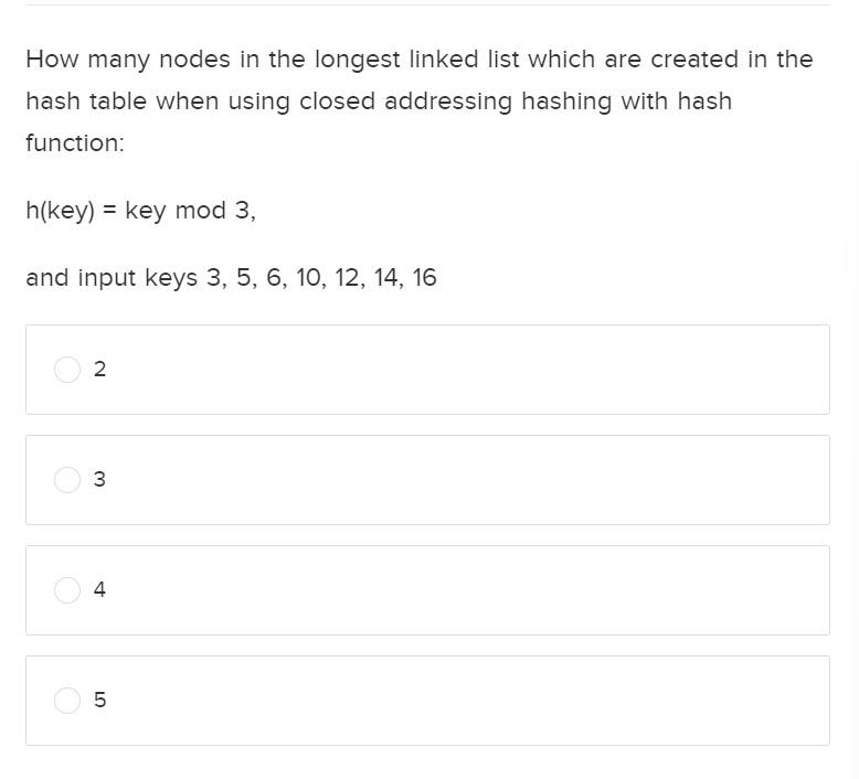 Solved How many nodes in the longest linked list which are | Chegg.com