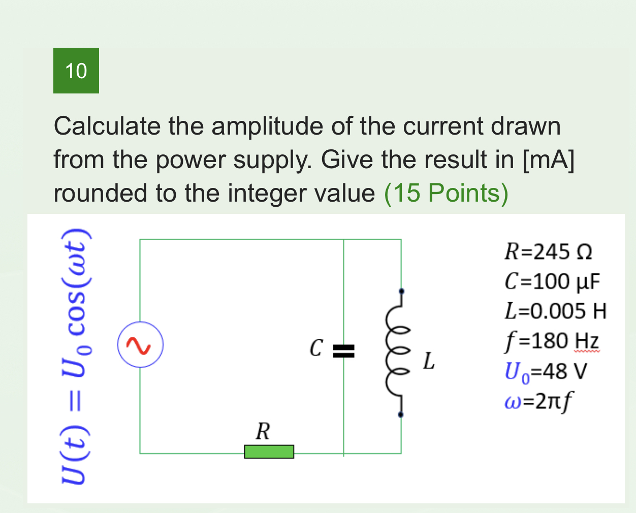 Solved Calculate the amplitude of the current drawn from the | Chegg.com