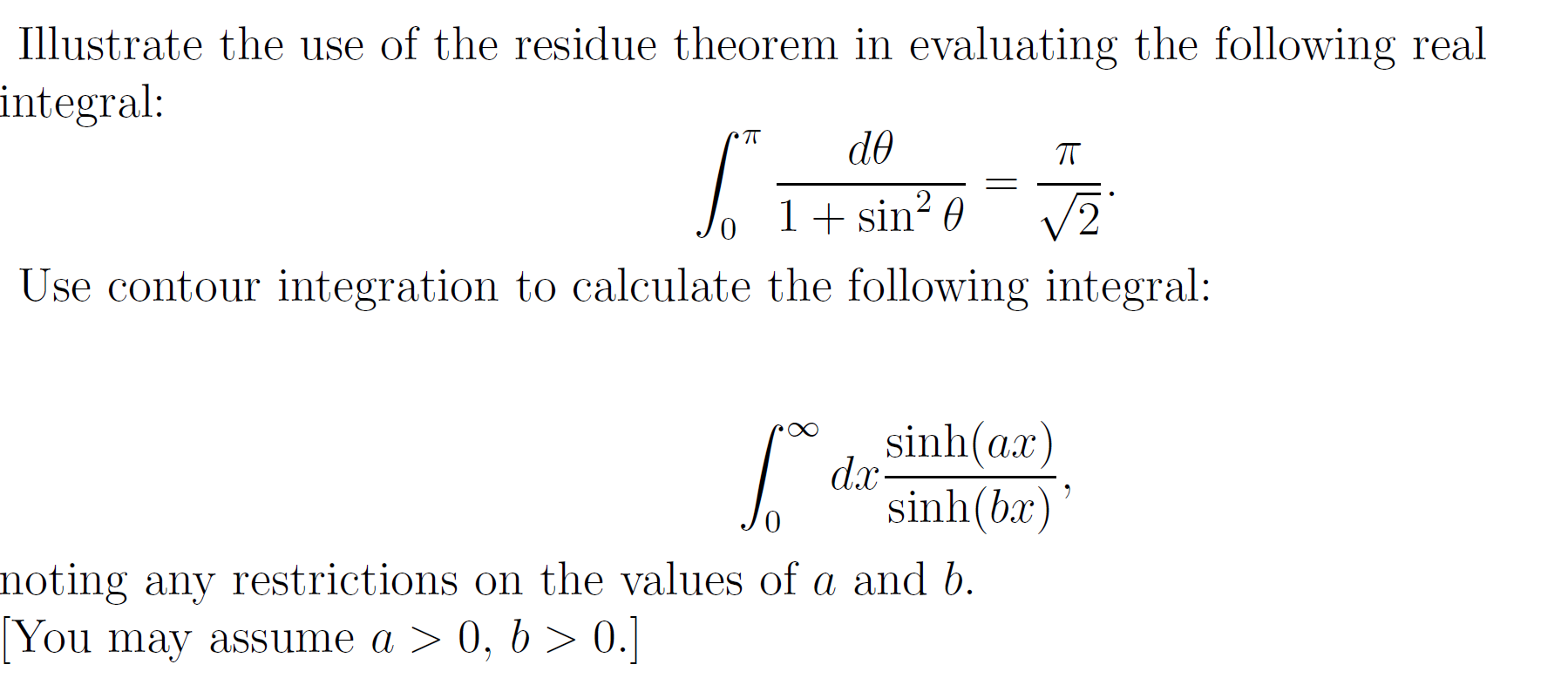 Solved Illustrate The Use Of The Residue Theorem In