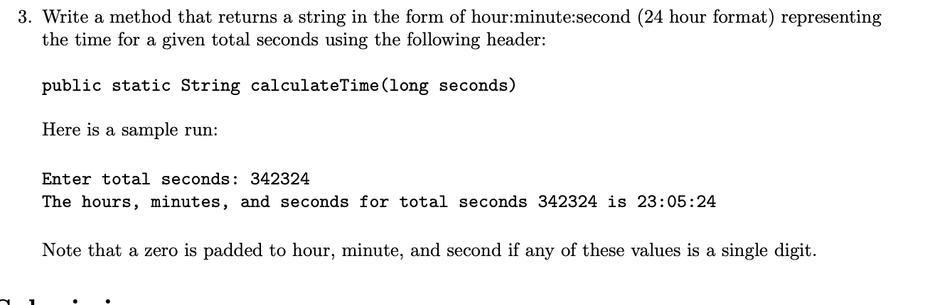 Solved 3 Write A Method That Returns A String In The Form 