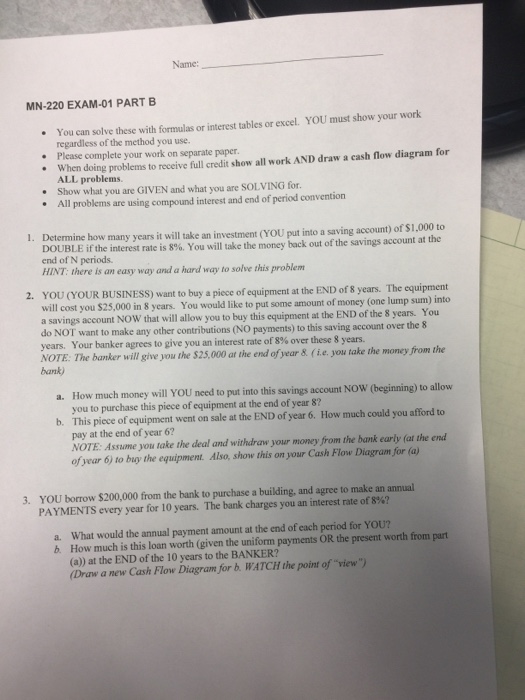 Solved Name: MN-220 EXAM-01 PART B .You can solve these with | Chegg.com