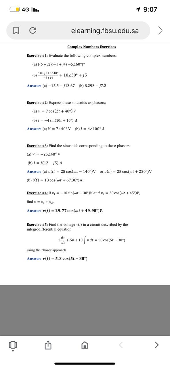 Solved 4G ... 1 9:07 elearning.fbsu.edu.sa Complex Numbers | Chegg.com