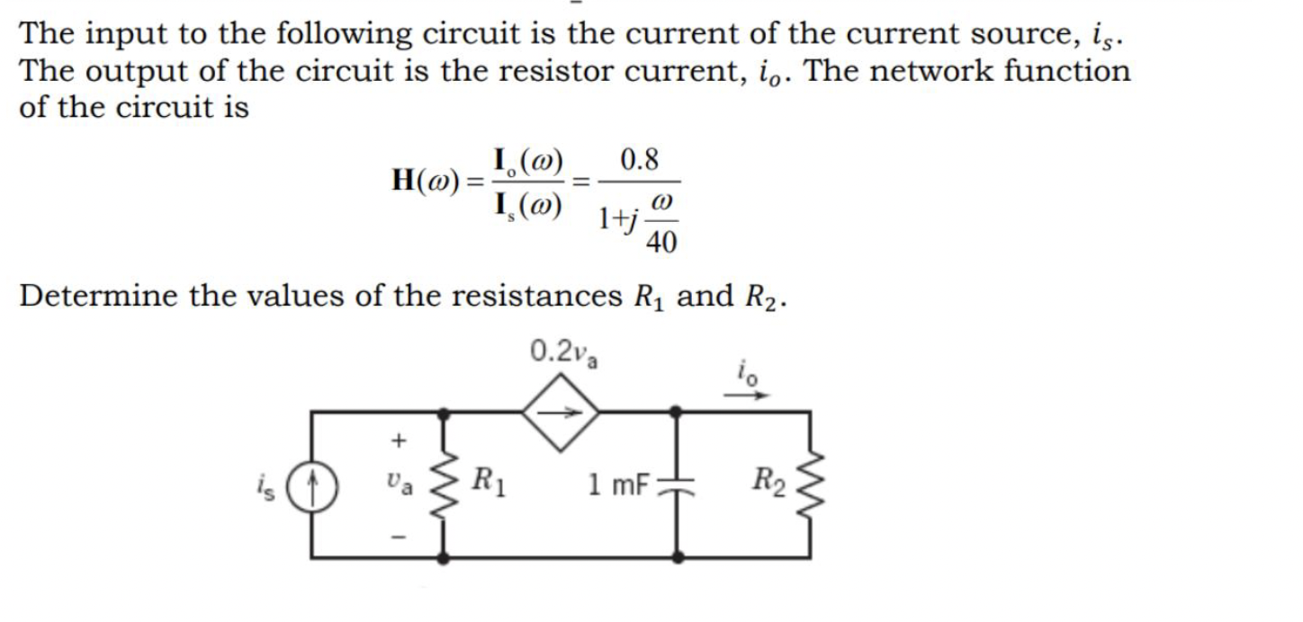 Solved The input to the following circuit is the current of | Chegg.com