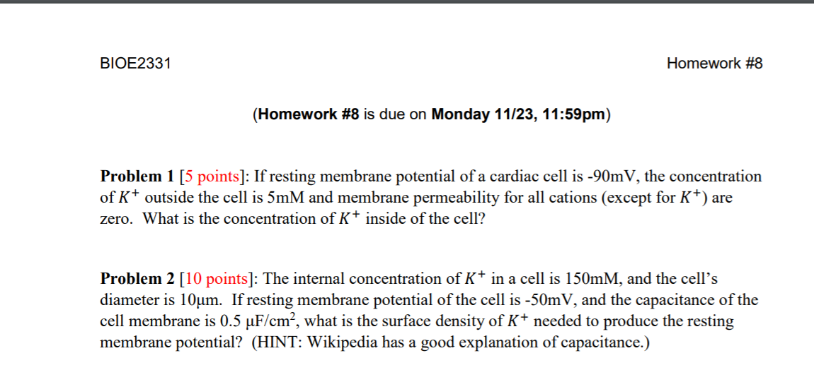 Solved BIOE2331 Homework #8 (Homework #8 is due on Monday | Chegg.com