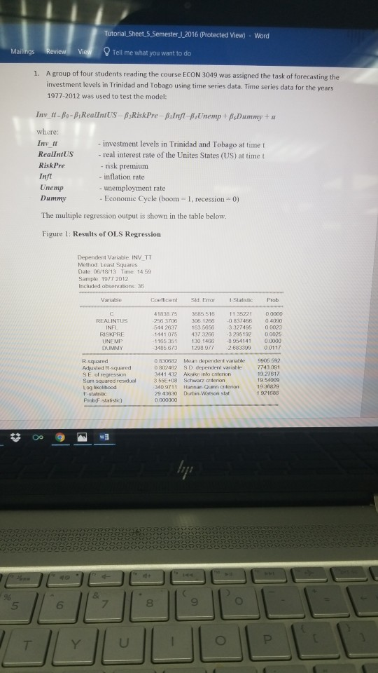 Solved Tutorial Sheet 5 Semester 12016 (Protected View)-Word | Chegg.com
