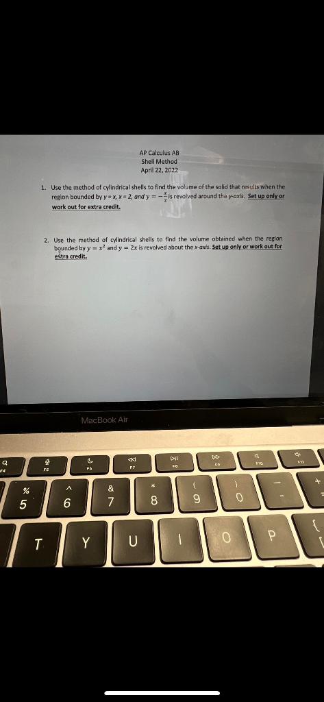 Solved AP Calculus AB Shell Method April 22, 2022 1. Use the | Chegg.com