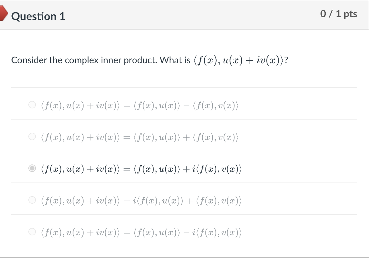 Solved Consider the complex inner product. What is | Chegg.com
