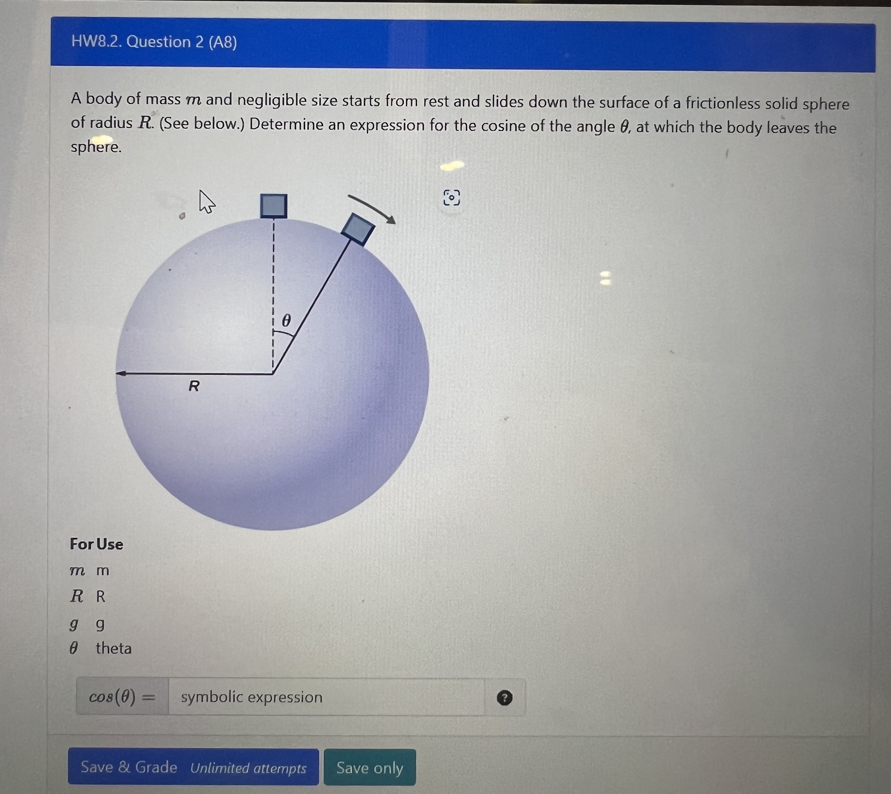 Solved A body of mass m and negligible size starts from rest | Chegg.com