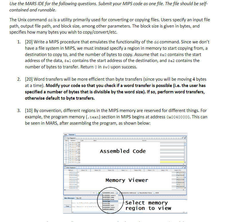 Use the MARS IDE for the following questions. Submit | Chegg.com