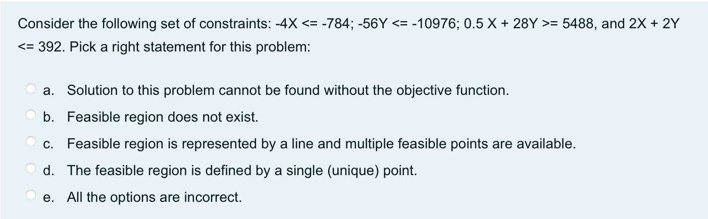 Solved Consider the following set of constraints: -4X