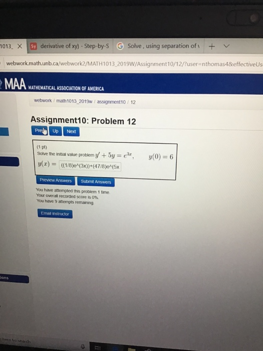 Solved Sy webwork.math.unb.ca/webwork2/MATH1013 | Chegg.com