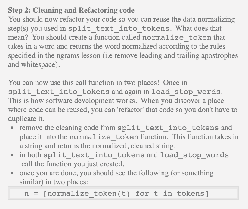 Solved Step 1: Stop Words Create and define a function named | Chegg.com