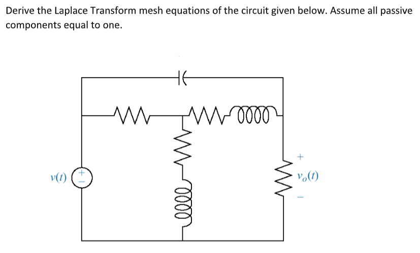 Solved Derive the laplace transform mesh equations of the | Chegg.com