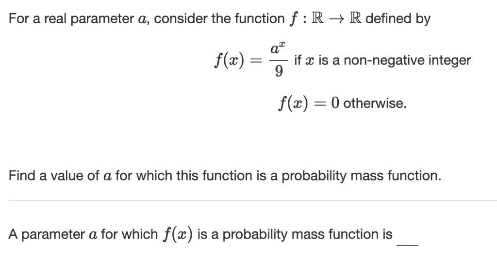 Solved For a real parameter a, consider the function f : R → | Chegg.com