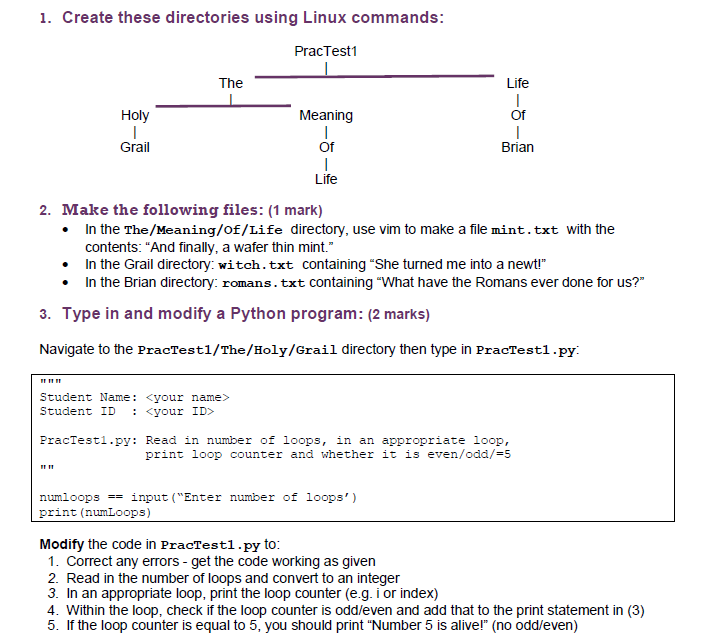 Solved 1. Create these directories using Linux commands: 2. | Chegg.com