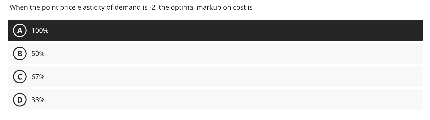 Solved When the point price elasticity of demand is -2 , the | Chegg.com