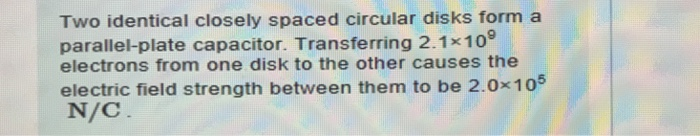 Solved Two identical closely spaced circular disks form a | Chegg.com