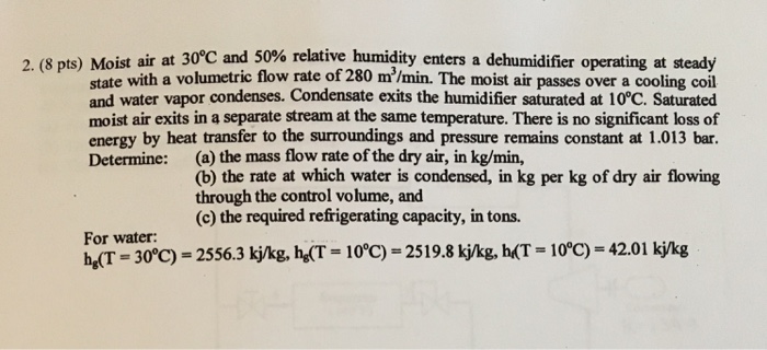 Solved Moist air at 30 degree C and 50% relative humidity | Chegg.com