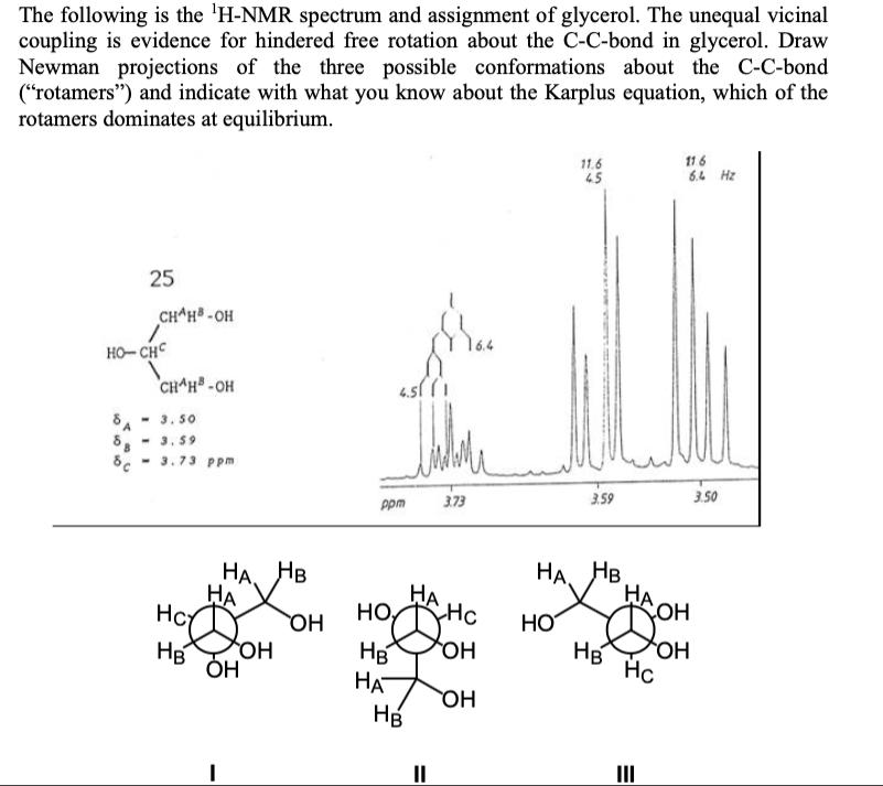 Solved The following is the 'H-NMR spectrum and assignment | Chegg.com