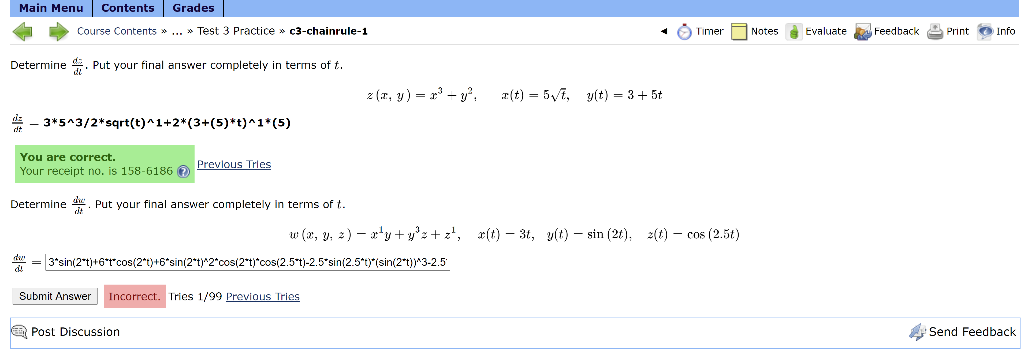 Solved So with part 2 is it easiest to just plug in x,y,z | Chegg.com