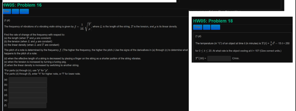 Solved HW05: Problem 16 (1 pt) HW05: Problem 18 1 The | Chegg.com